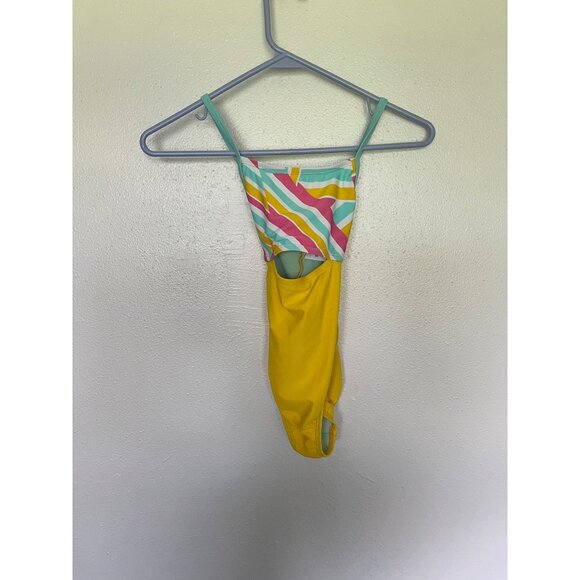 Speedo | Swim | Speedo Swimsuit Girls Size M Yellow With Aqua Pink ...
